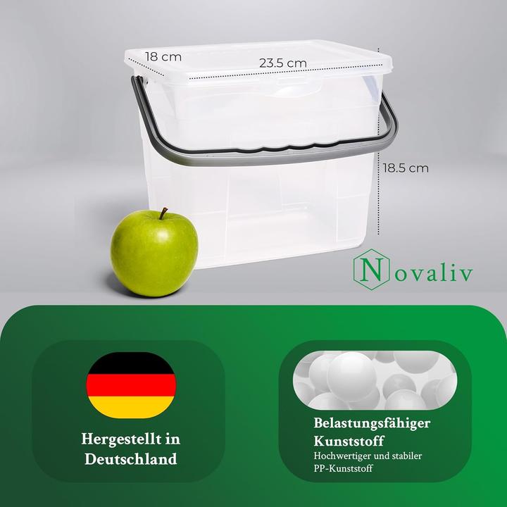 Novaliv 10x Waschmittelbox mit Deckel 4 Liter Transparent und ...