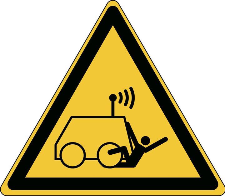 Brady ISO safety sign - Warning of danger of being run over by remote ...