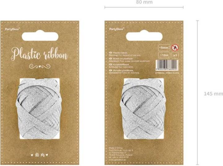Partydeco Plastic ribbon, silver, 5mm/10m (1 pkt / 1 pc.) - Digitec