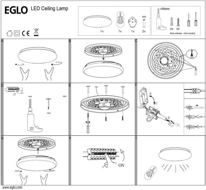 EGLO 33459 LED Deckenleuchte Crosslink TOTARI-C weiss H:6.5cm Ø:40cm ...