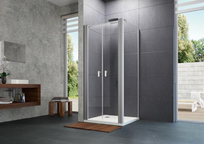 Hüppe Design pure swing door for side panel width: 90cm stop left ...