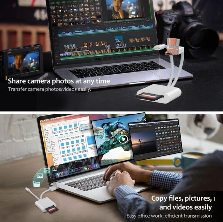 PowerGuard DualHeadConnect USB-C/USB-A Lightning Photo SD Card Adapter ...