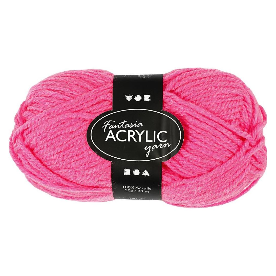 Creativ Company Fantasia Acrylic Yarn, L: 80 m, needle 4,5-5, neon pink ...