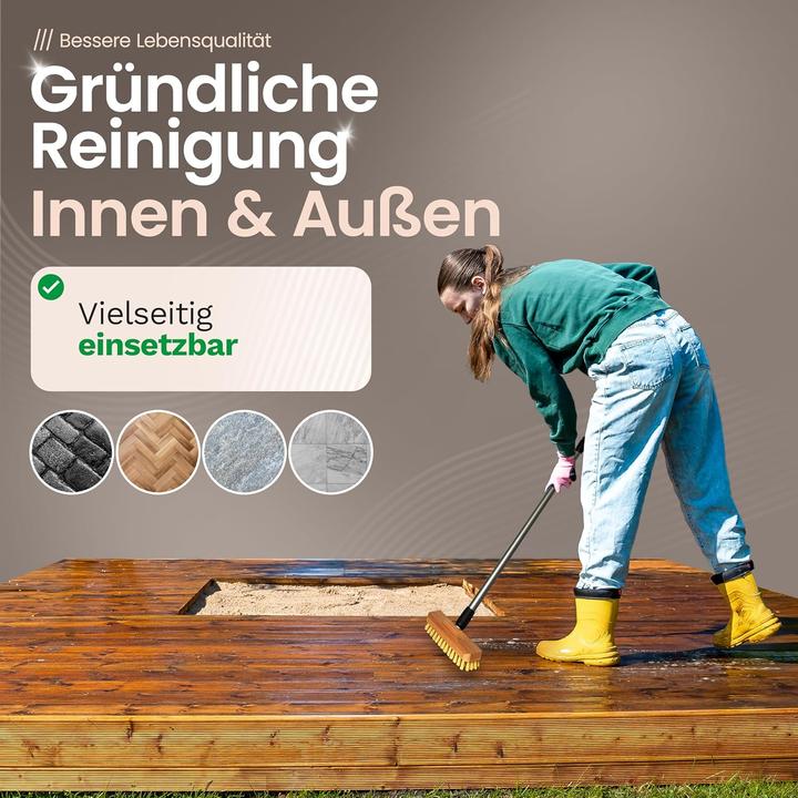 Novaliv Schrubber aus Holz mit Borsten| Wischer mit Gewinde und ...