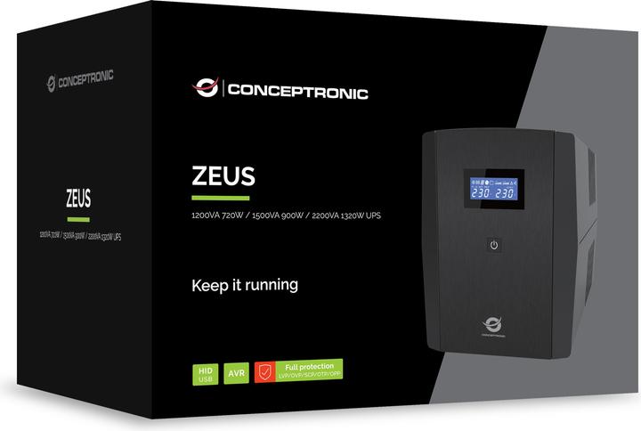Conceptronic ZEUS USP 2200VA 1320W 4xUK Sockets HID,USB,RJ45 - Galaxus