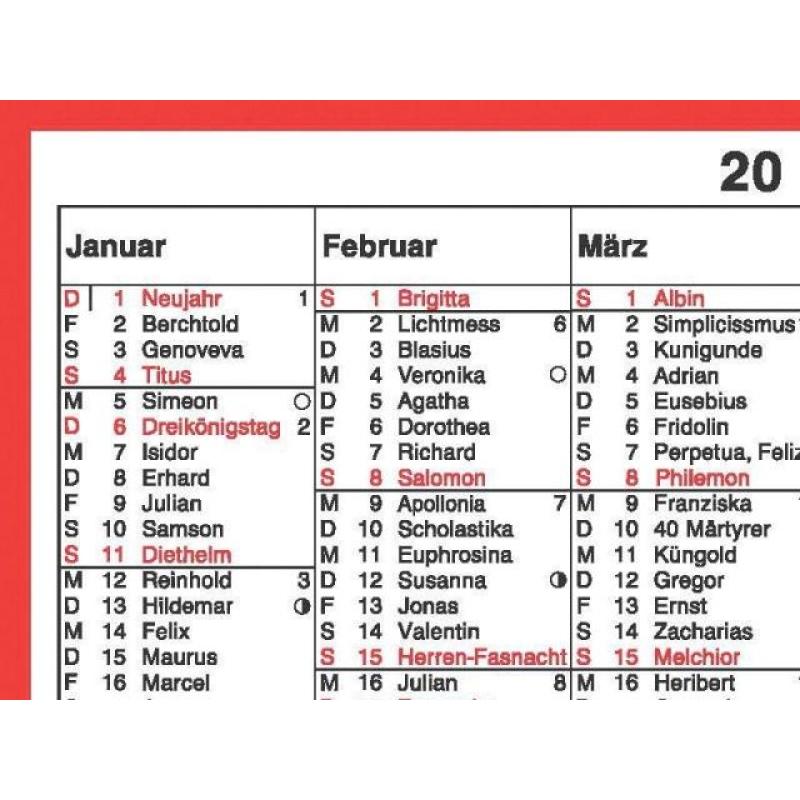 Simplex Kalender mit Namenstagen A5 Querformat, 2026 - Digitec
