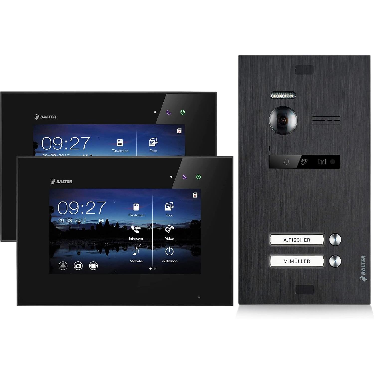Balter EVO Video-Türsprechanlage 2-Familienhaus, 150° Weitwinkel-Kamera ...