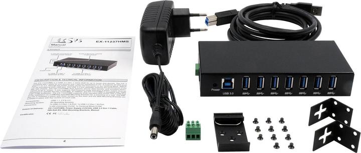 Exsys Industrial USB 3.2 Gen 1 Hub 7-Port - buy at Galaxus