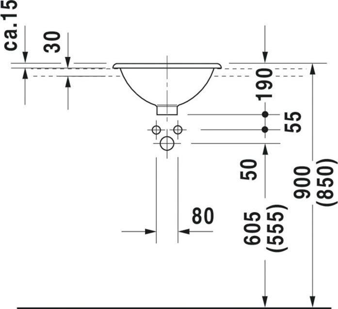 Duravit Built-in washbasin ARCHITEC m ÜL o HLB d= 400mm without tap ...