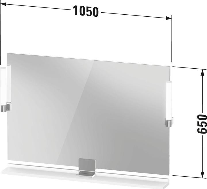 Duravit Sivida mirror, diamond black matt, 1050x36x650mm, top light ...