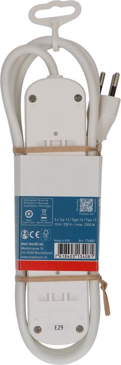 Max Hauri Basic Line socket strip (5x, Type 13, 1.50 m) - Digitec