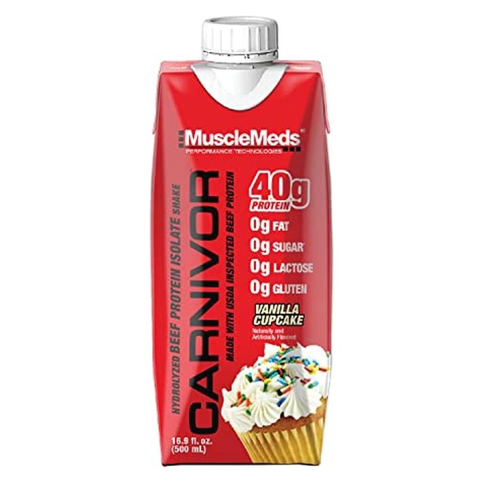 Musclemeds Carnivor RTD Beef Protein Shake (12 pack, Vanilla Cupcake ...