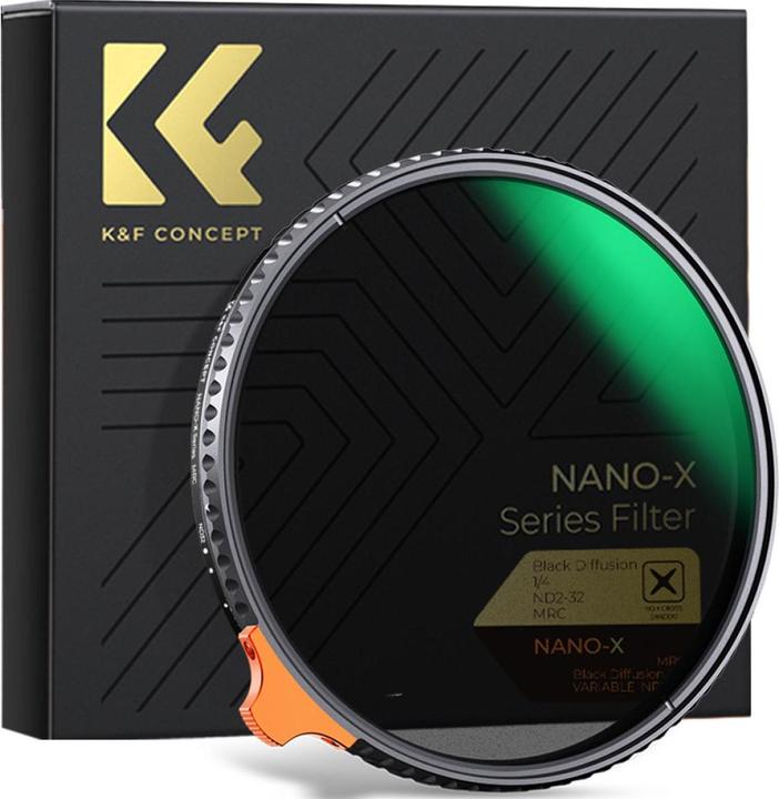 K&F Concept 77mm 2-in-1 Black mist1/4+Variable ND232, Anti-Scratch ...