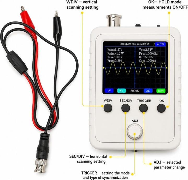 PowerGuard DSO150 Mini Oszilloskop 200kHz 1MS/s DIY Elektronik Messgerät