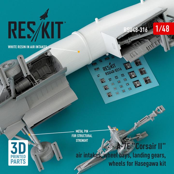ResKit A-7E Corsair II air intakes, wheel bays, landing gears, wheels ...