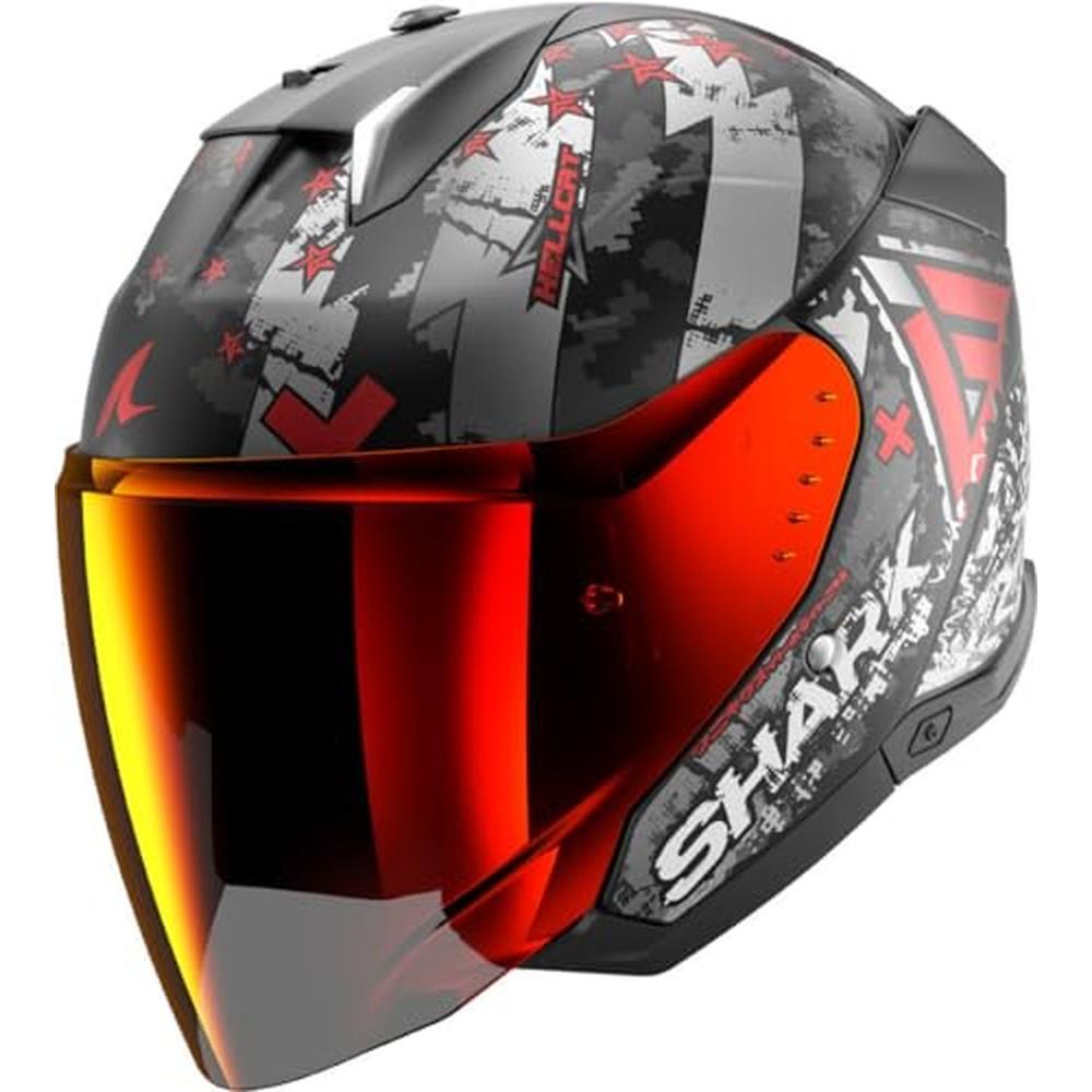Shark Skwal i3 Jet Hellcat Mat Zwart Chrome Rood KUR - Maat M - Helm ...