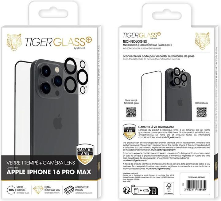 Tiger Glass Plus Pack Camera Lens Verre Trempe Recycle Iphone 16 Pro ...