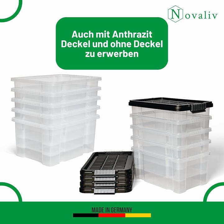 Novaliv 3x Aufbewahrungsboxen mit Deckel 5L transparente Nestbar ...
