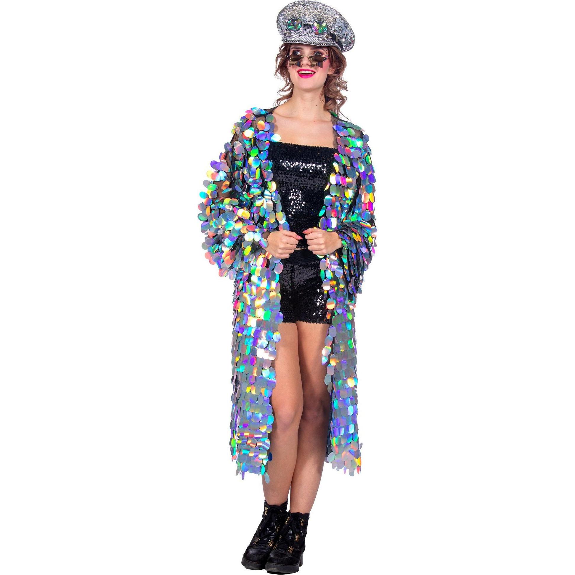 Metamorph Paillettenmantel silber - Faschings Kostüm Mantel - Galaxus