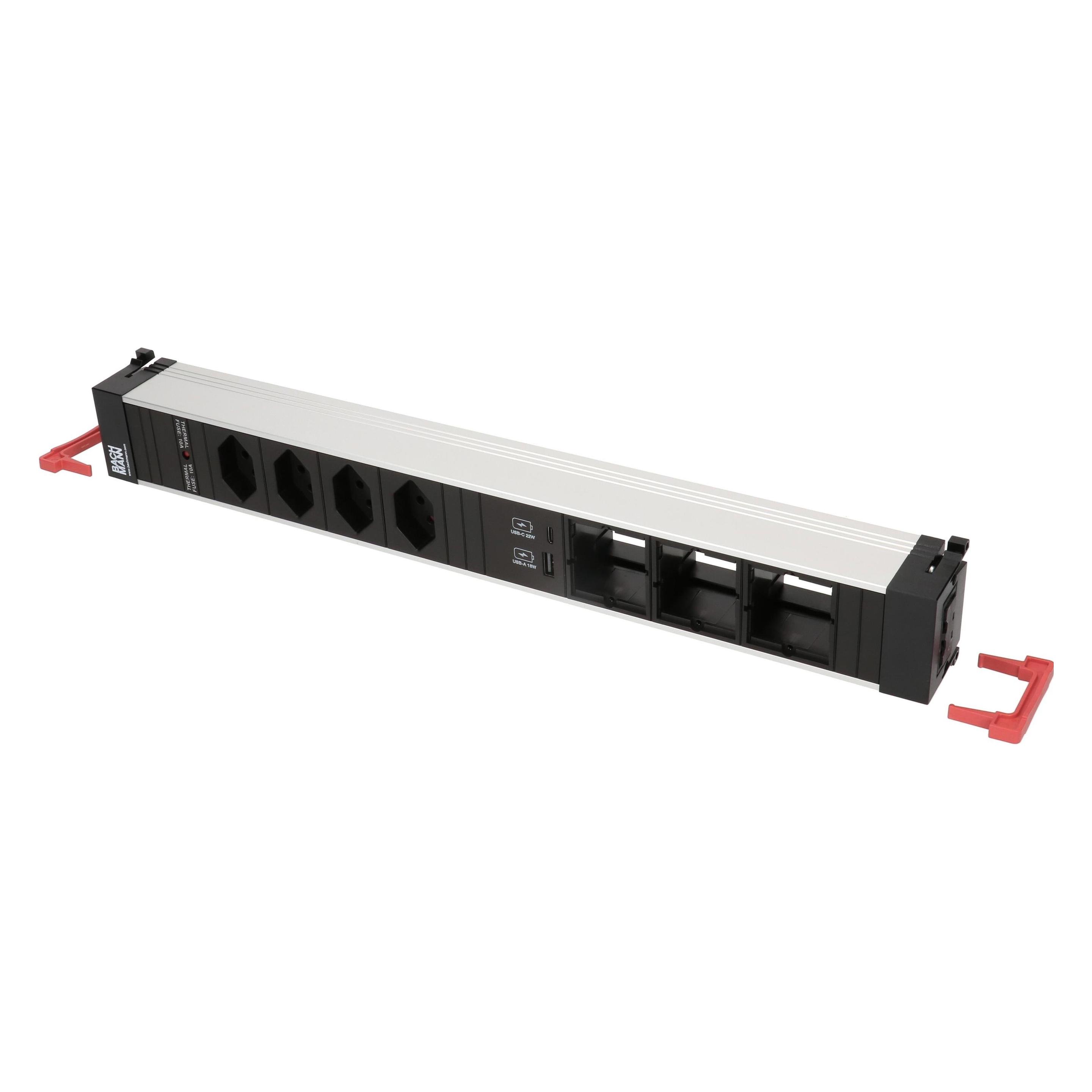 Bachmann Einbausteckerleiste CONFERENCE 4x T13, 1x USB A/C, 3x Custom