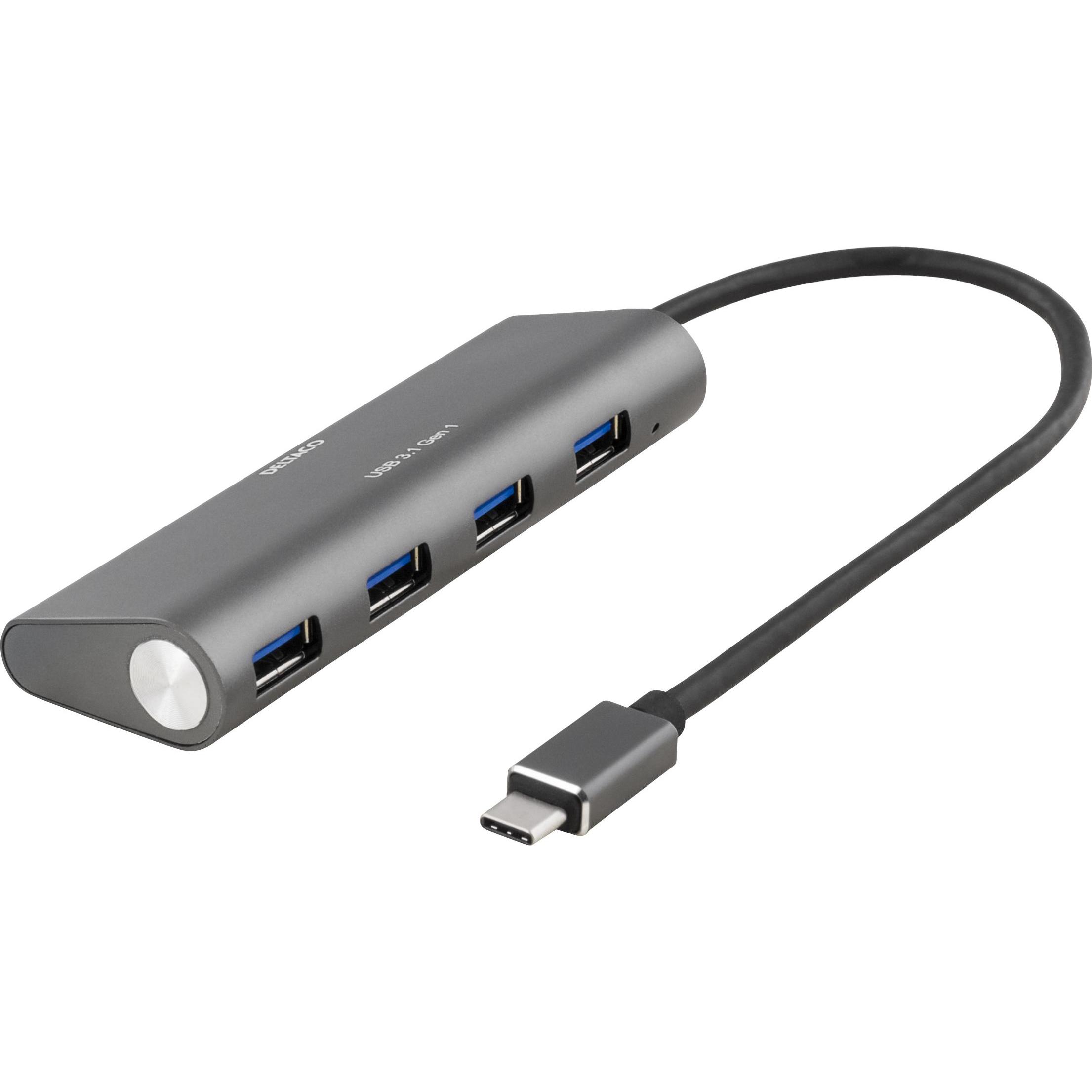 Deltaco USBC-1207 interface hub USB 3.2 Gen 1 (3.1 Gen 1) Type-C Grey ...