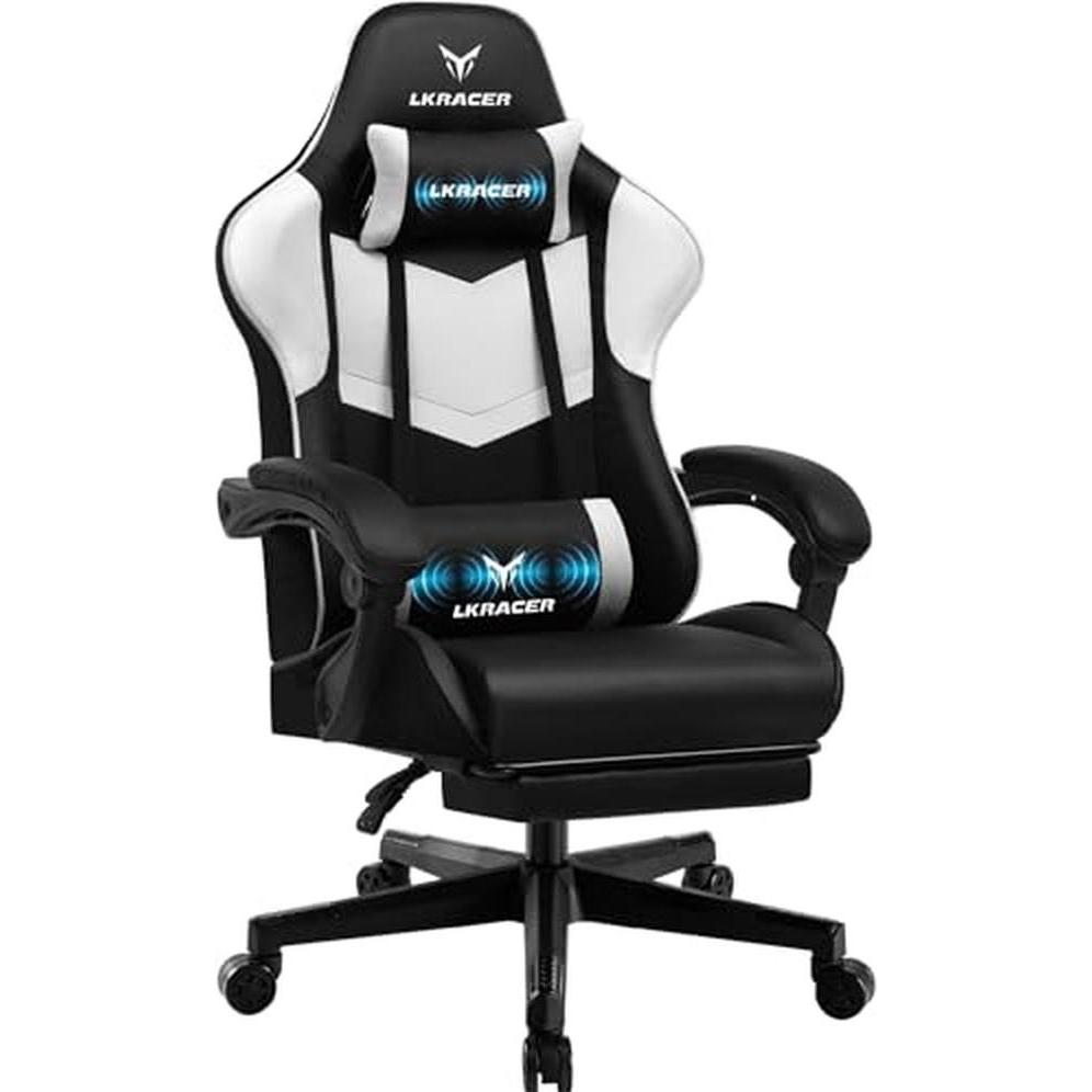 Luckracer Gamingstuhl mit Fussstütze, ergonomisch, höhenverstellbar ...