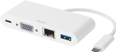 Deltaco Stazione di connessione C tipo VGA + USBC PD 60 + USBA + RJ45 ...