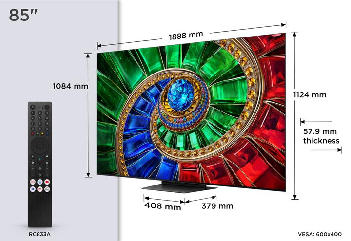 TCL 85" RM7L 4K RGB Mini-LED Google TV (85", RGB-Mini-LED, 4K, 2026)