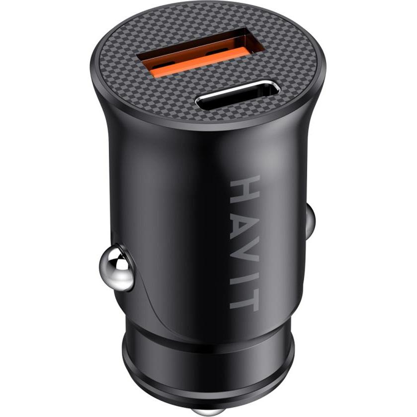 Havit - Car charger (CC2022) - USB, Type-C, PD20W, 3A, PC - Black - Galaxus