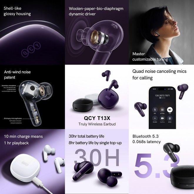 QCY Wireless Earphones TWS T13x (purple) - kaufen bei Galaxus