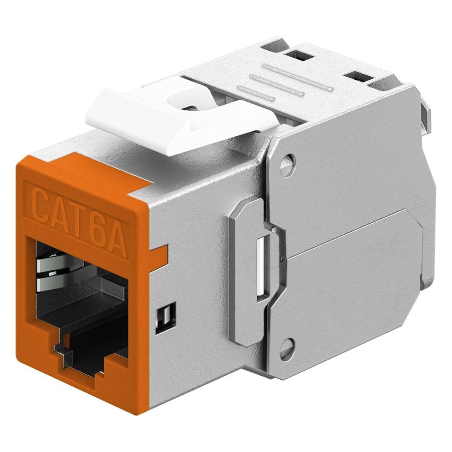 Goobay Keystone-Modul RJ45 CAT 6A, STP, Slim, orange