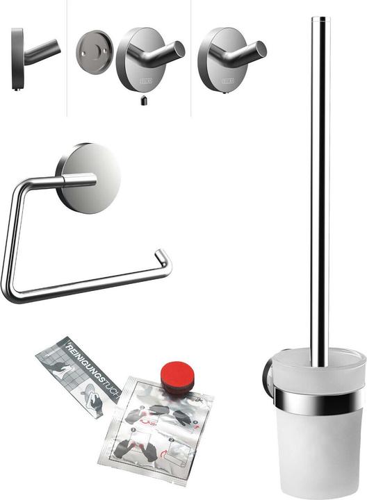 Emco Toilet set ROUND paper holder brush set hook chrome - Galaxus