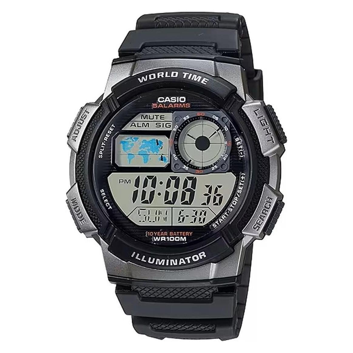 Casio Mod. WORLD TIME ILLUMINATOR - 5 Alarms, 10 Year battery (43 mm ...