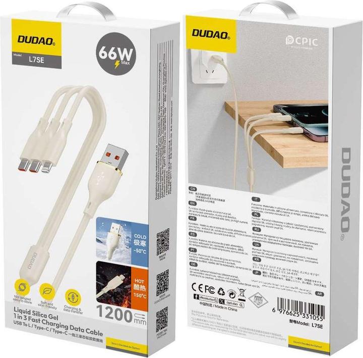 Dudao L7SE 3in1 cable USB-C - USB-C / Lightning / micro USB 66W 1.2m ...