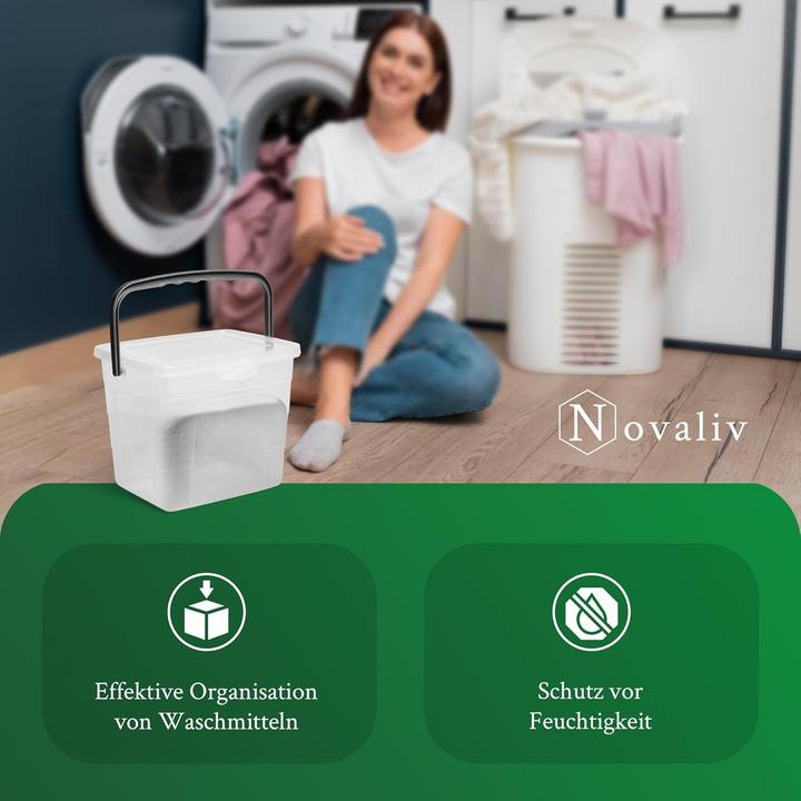 Novaliv 10x Waschmittelbox mit Deckel 4 Liter Transparent und ...