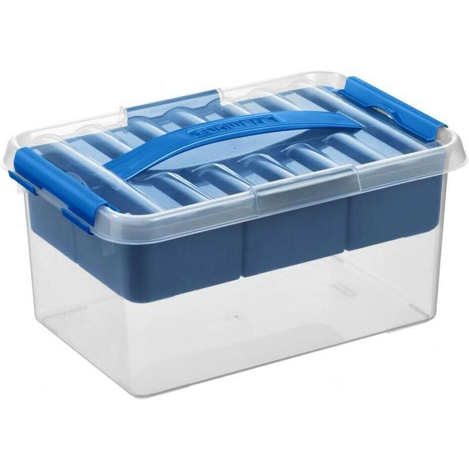 Sunware Q-line storage box with insert 6L transparent blue - Digitec