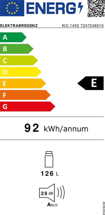 Elektrabregenz KIC 1453 Kühlschrank Einbau Schlepptür 126 Liter