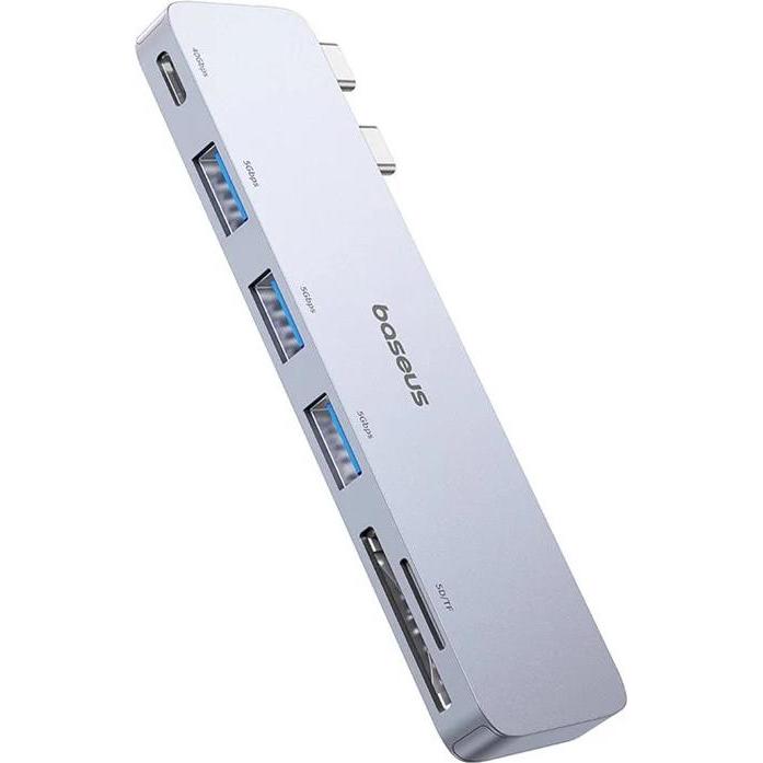 Baseus Hub 6in1 UltraJoy 2xUSB-C to USB-C+3xUSB+SD/TF (grey) - Galaxus
