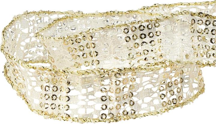 Mabella Dekoband Spitze Weiss mit Gold-Akzenten für kreative ...