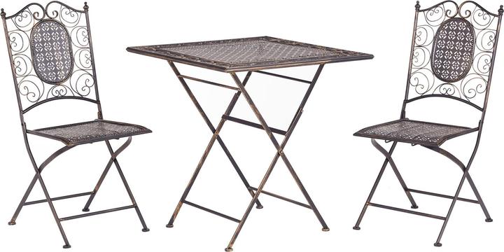 Beliani Balkonset schwarz Metall 2 Stühle Klapptisch BORMIO