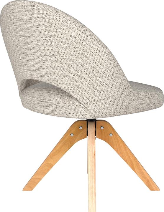 White Label Living Chair Mick Off-White Wooden Swivel