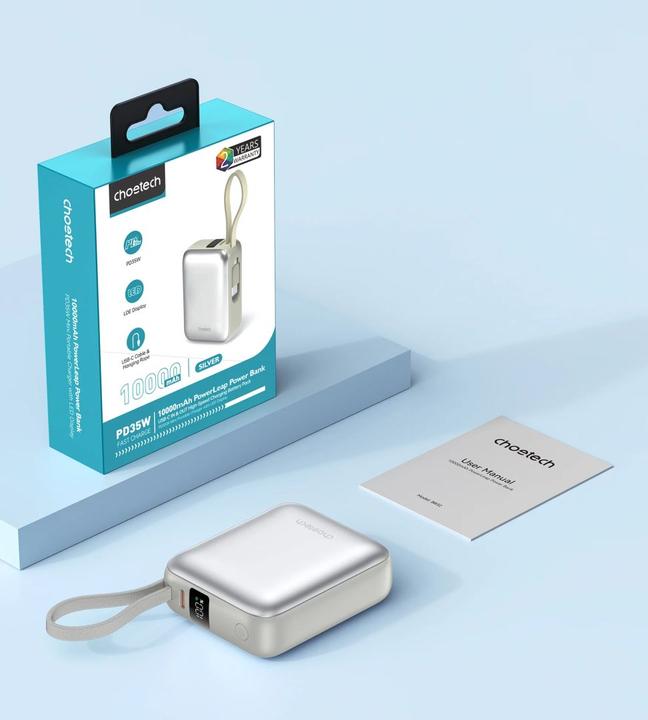 Choetech B832 Mini 35W 10000mah Powerbank mit USB-C-Kabel Silber - Galaxus