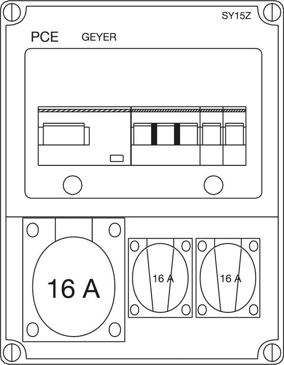 ABN SY15Z Socket combination installation kit 1xCEE 16A,2xSCHUKO for ...