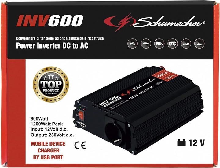 Schumacher Precision Tools Inverter 600W 1200W Picco 12V a 230V Onda ...