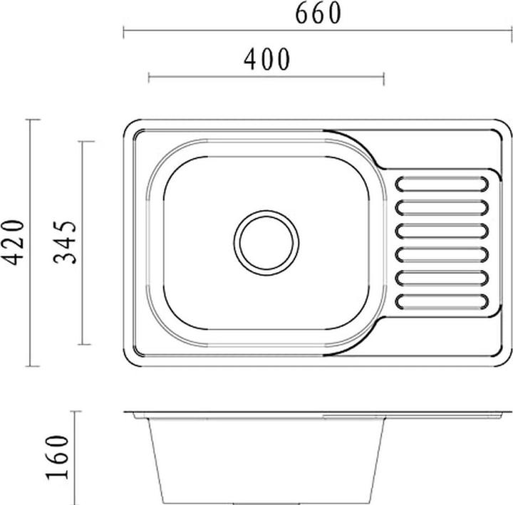 Steiner EDDIE 111 Steinsteel 1 bowl satin sink with siphon without ...