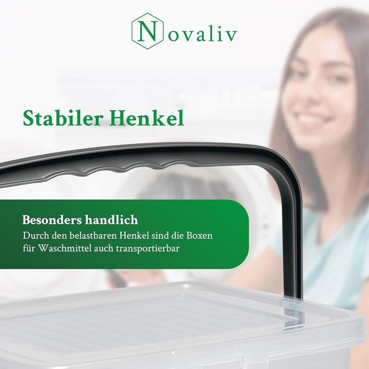 Novaliv 10x Waschmittelbox mit Deckel 4 Liter Transparent und ...