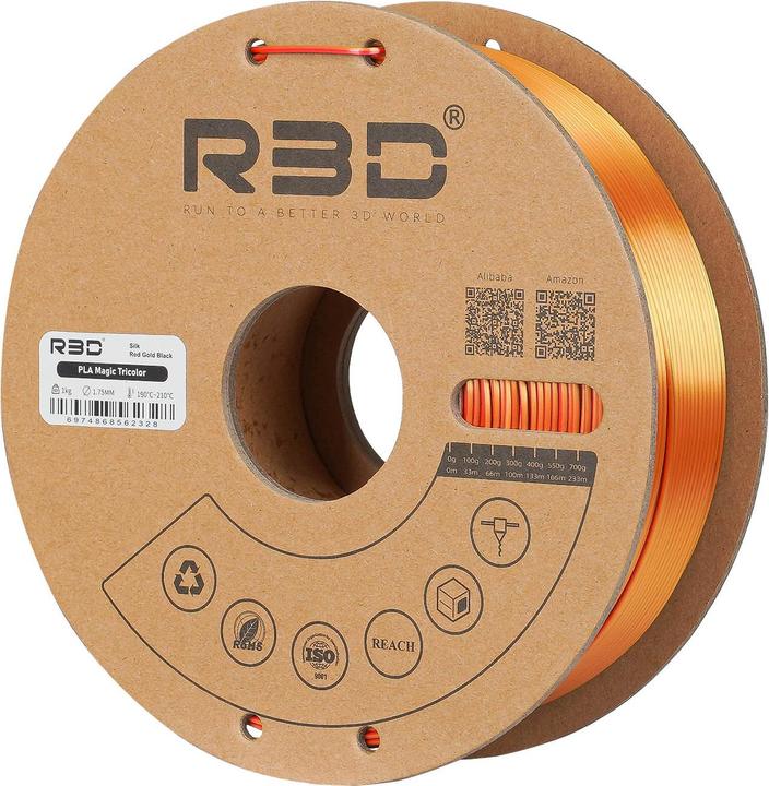 R3D eSilk Mystic PLA Black Red Gold Filament 1.75mm 1Kg - Digitec