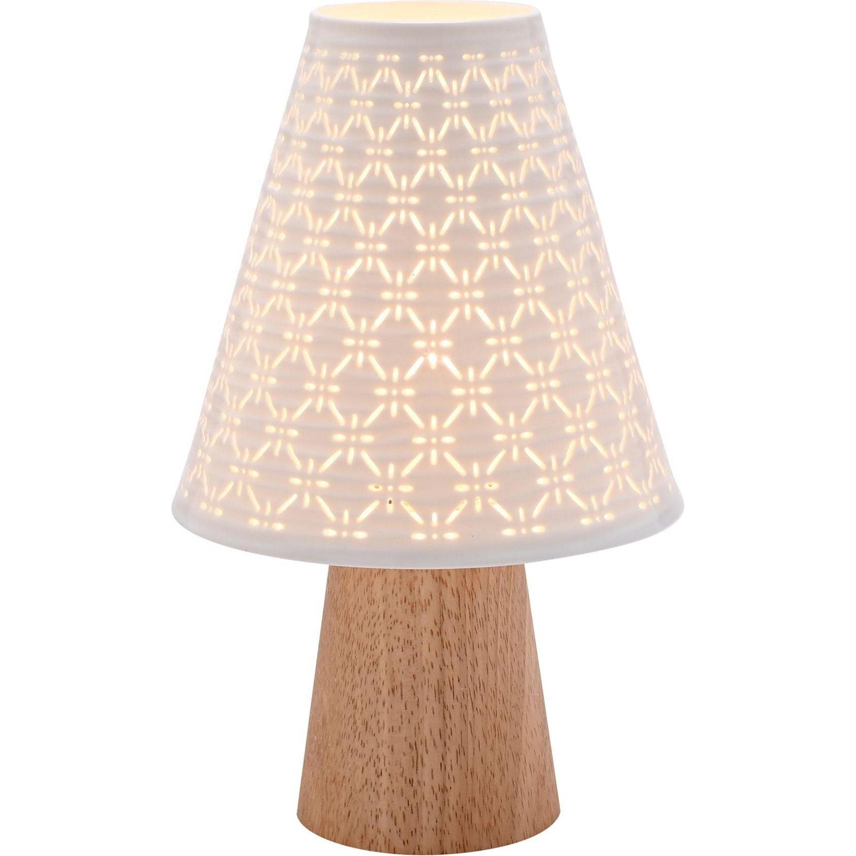 Hestia White Ceramic Table Lamp With Wooden Base - buy at Digitec