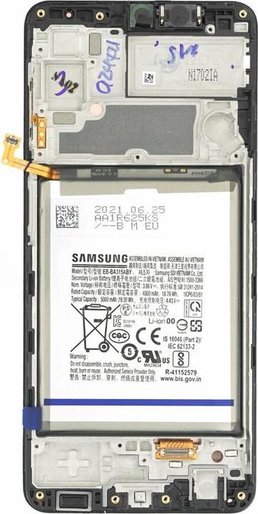 Samsung Display + Rahmen + Akku A225 Galaxy A22 schwarz GH82-26241A ...