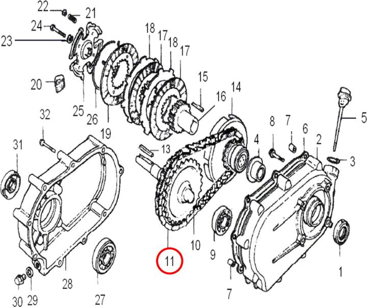Wiltec Ölbadkupplung Ersatzteil Antriebskette Benzinmotor 6,5-13 PS ...